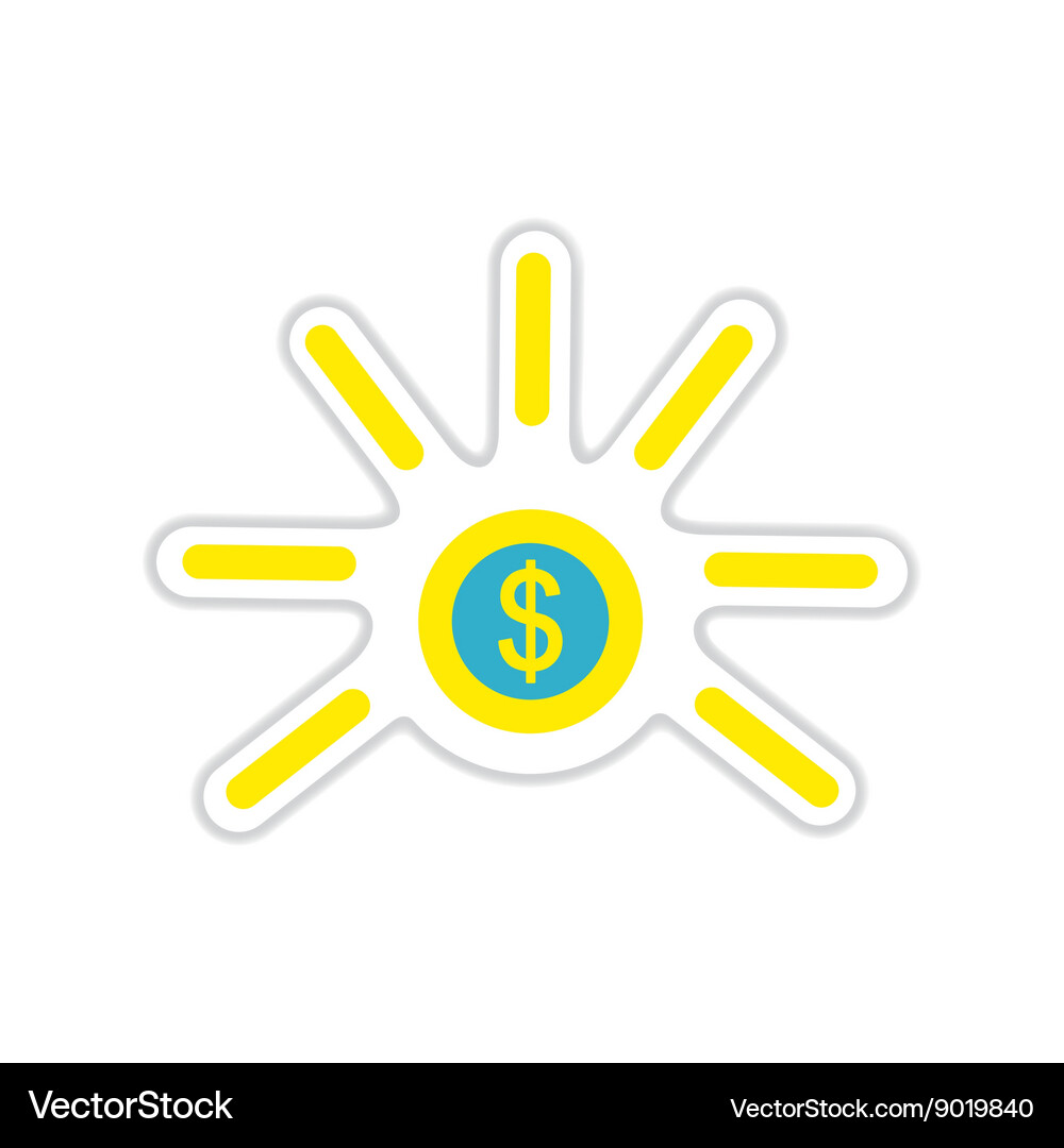 Paper sticker on white background one coin Vector Image