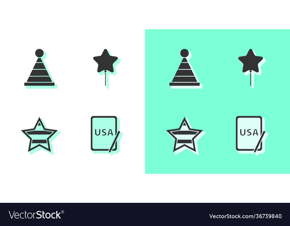 Set usa on graphic tablet party hat independence Vector Image