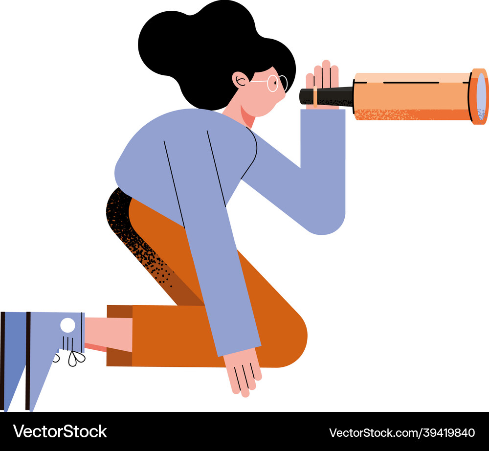 Woman with telescope Royalty Free Vector Image