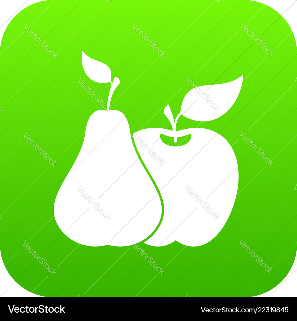 Apple and pear icon digital green Royalty Free Vector Image