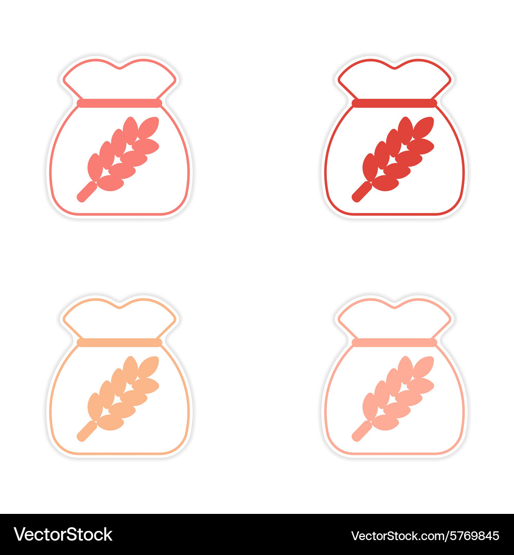 Assembly realistic sticker design on paper bag Vector Image