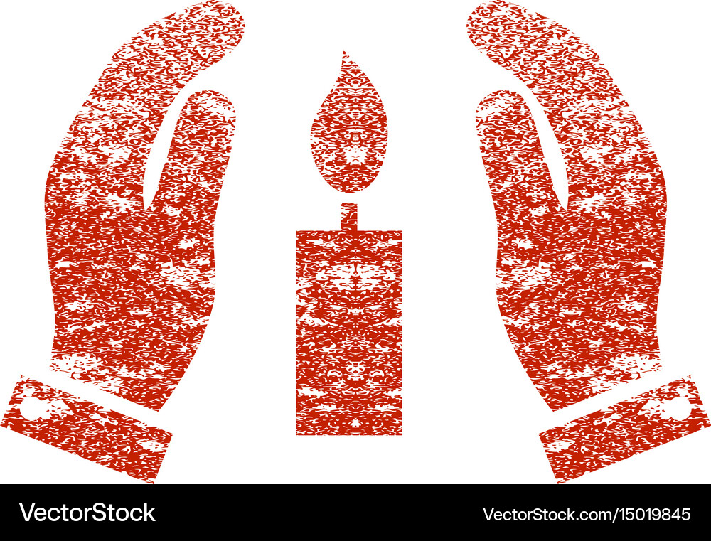 Candle care hands grunge texture icon Royalty Free Vector
