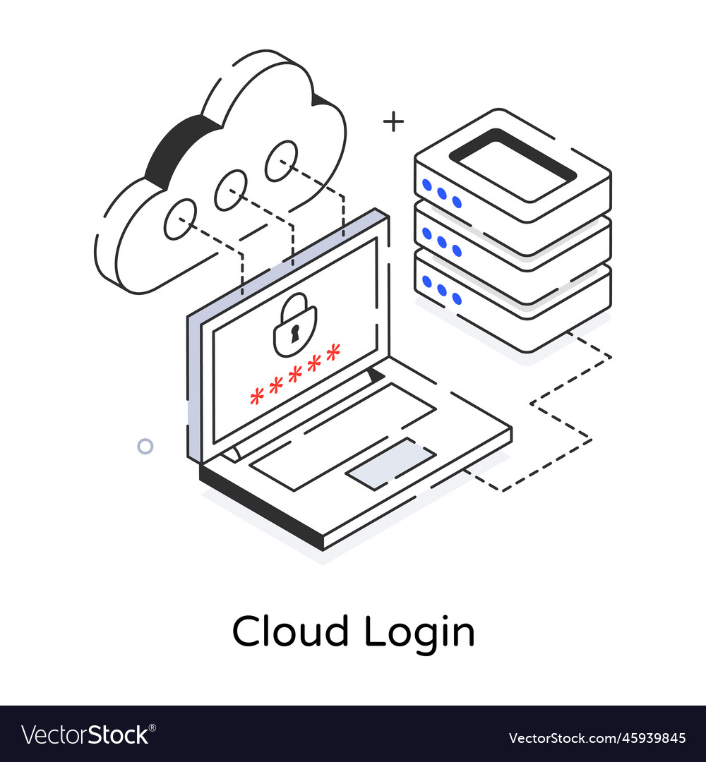 Cloud login Royalty Free Vector Image - VectorStock