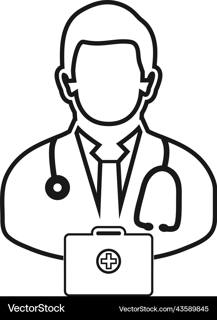 Doctor on duty line icon eps Royalty Free Vector Image