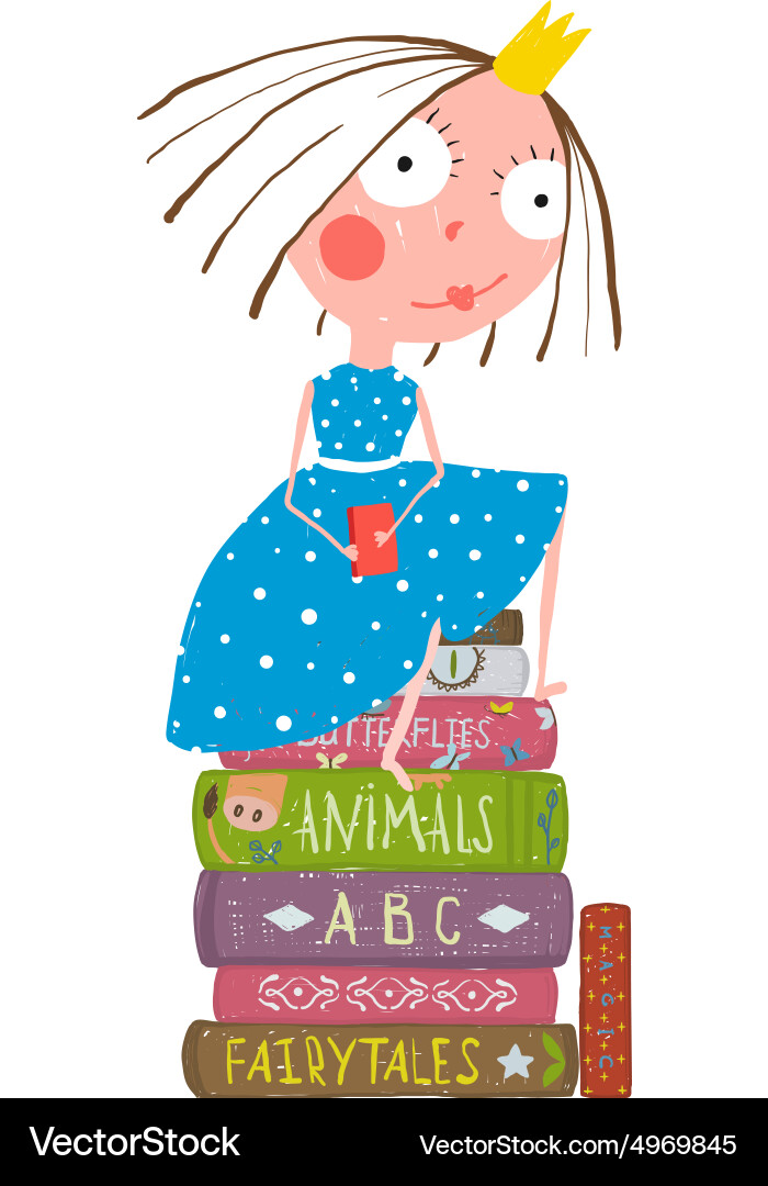 Fairy Tale Clever Princess Sitting on Stack of Vector Image