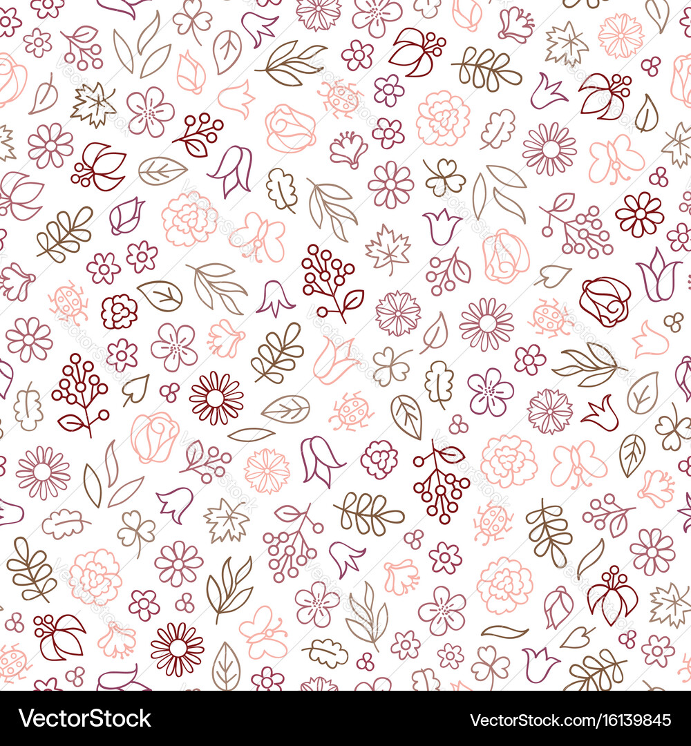 Flower icon seamless pattern floral leaves Vector Image