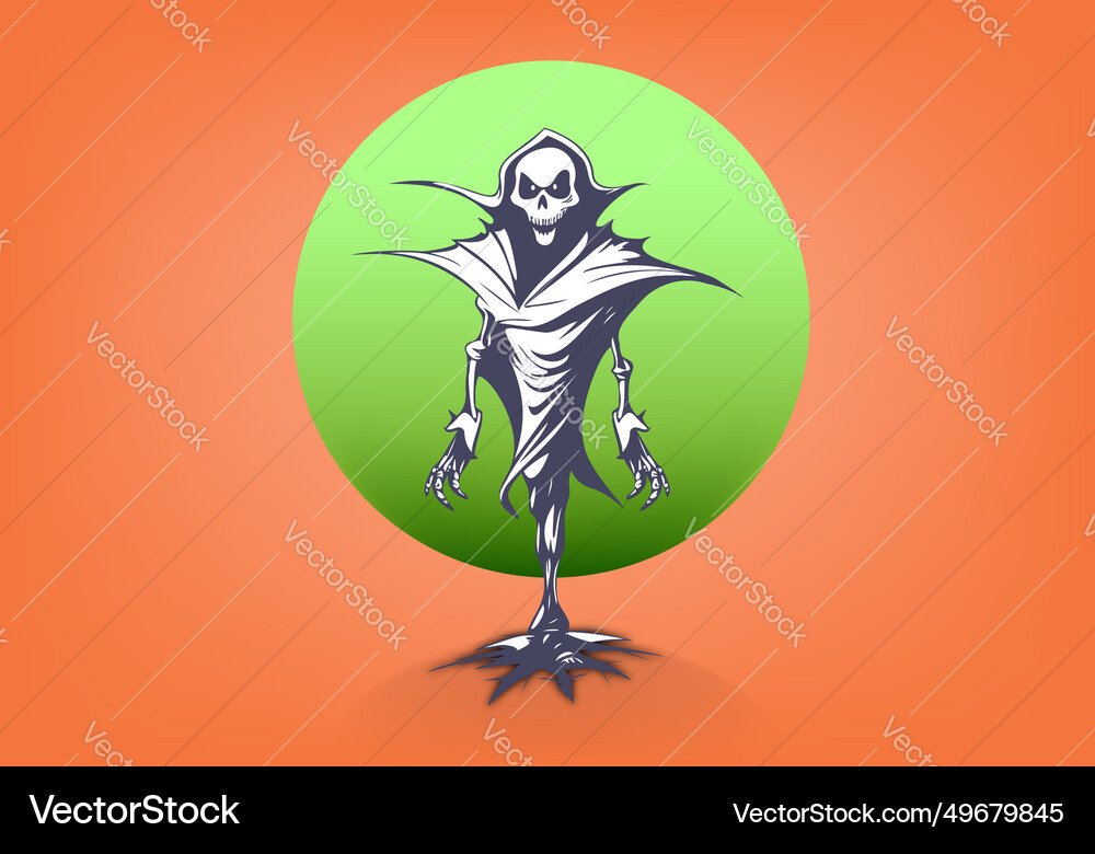 Graphic smiling monster with skull scary Vector Image
