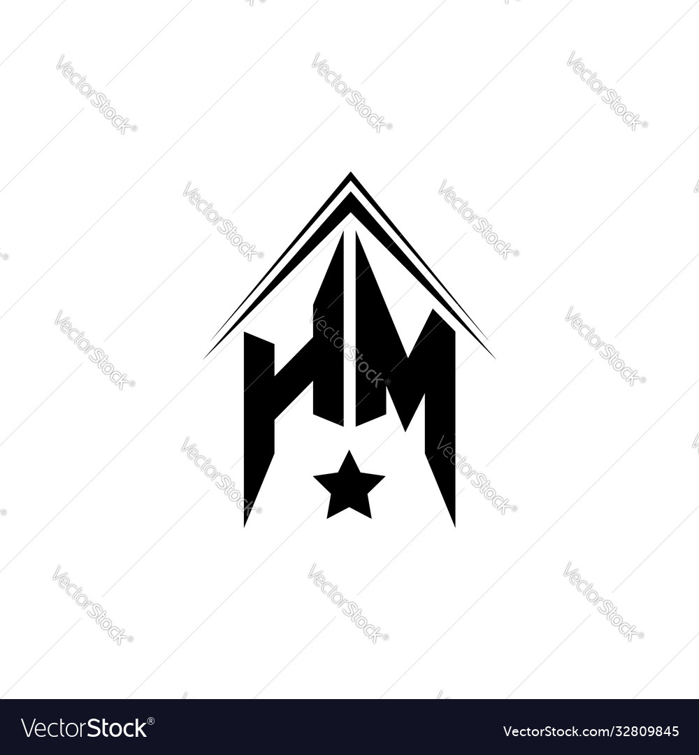 Initial hm logo design with shape style Royalty Free Vector