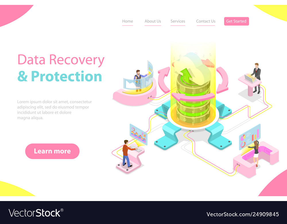 Isometric Flat Landing Pate Template Royalty Free Vector