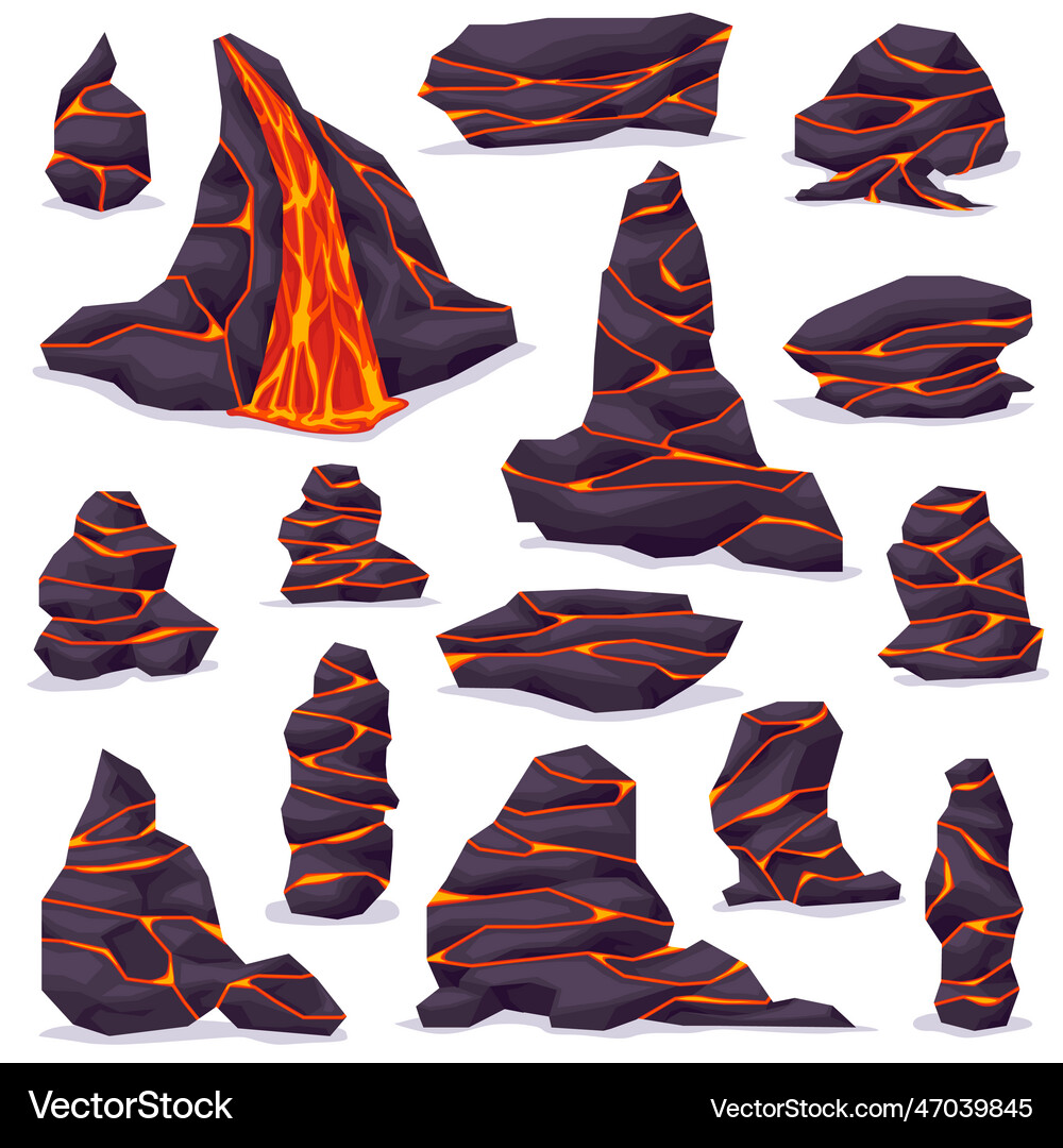 Lava rock set Royalty Free Vector Image - VectorStock