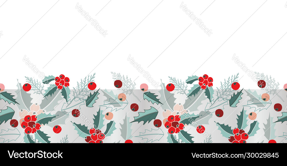 Mist mistletoe border-flowers in bloom seamless Vector Image