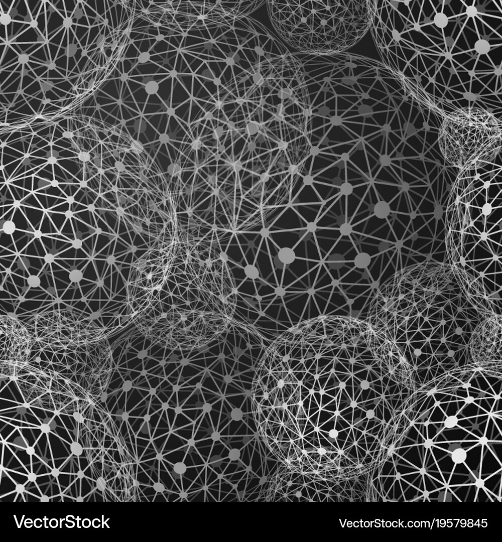 Neural connections metallic spheres on dark Vector Image