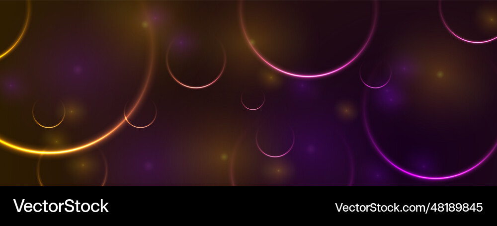 Orange purple neon glowing rings abstract tech Vector Image