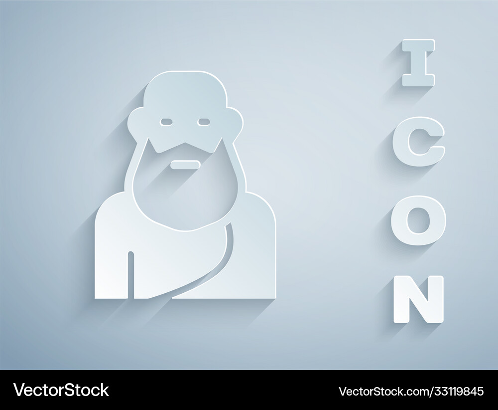 Paper cut socrates icon isolated on grey Vector Image