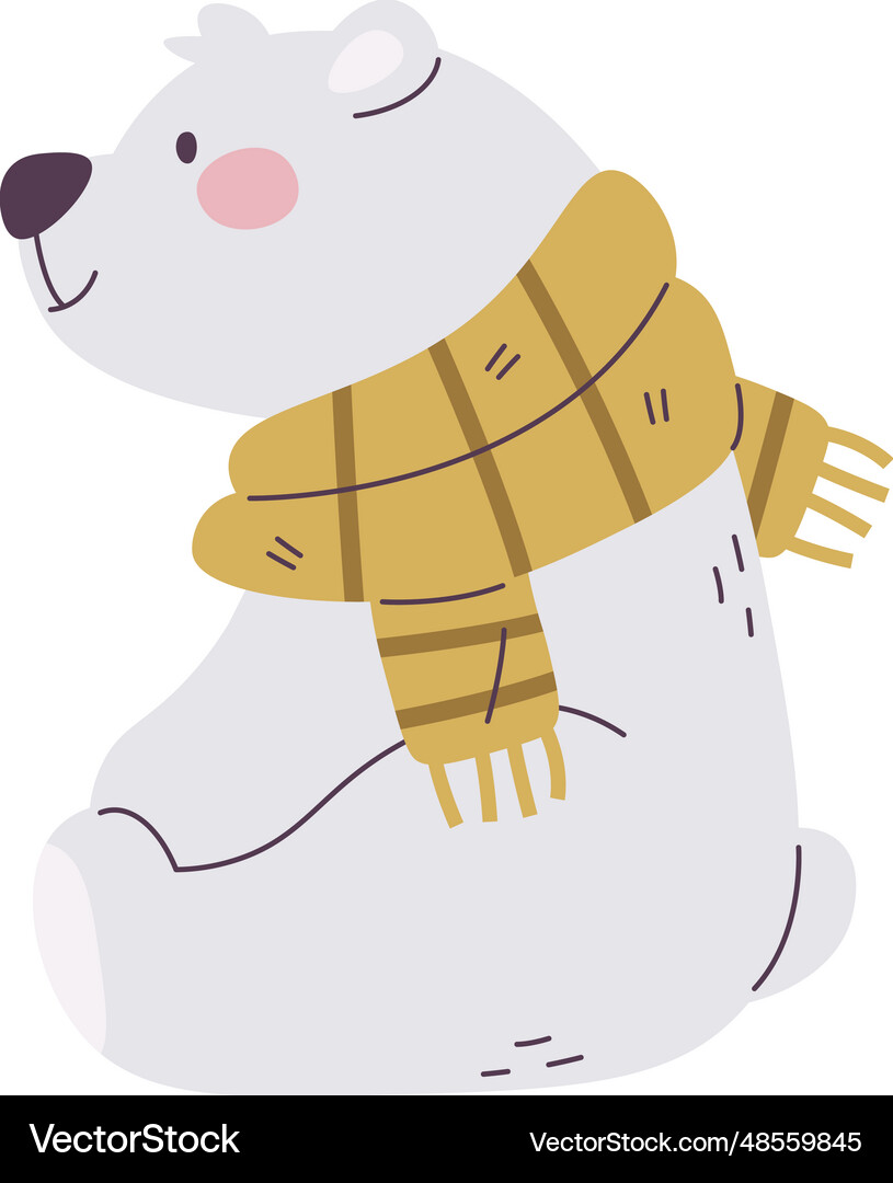 Polar bear with scarf Royalty Free Vector Image