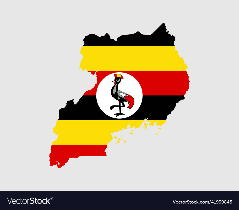 Uganda map flag ugandan country with banner Vector Image