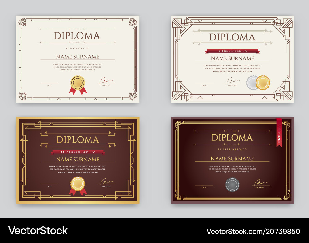 Big set diploma or certificate premium design Vector Image