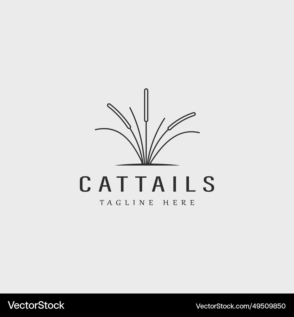 Cattails line art logo template graphic design Vector Image