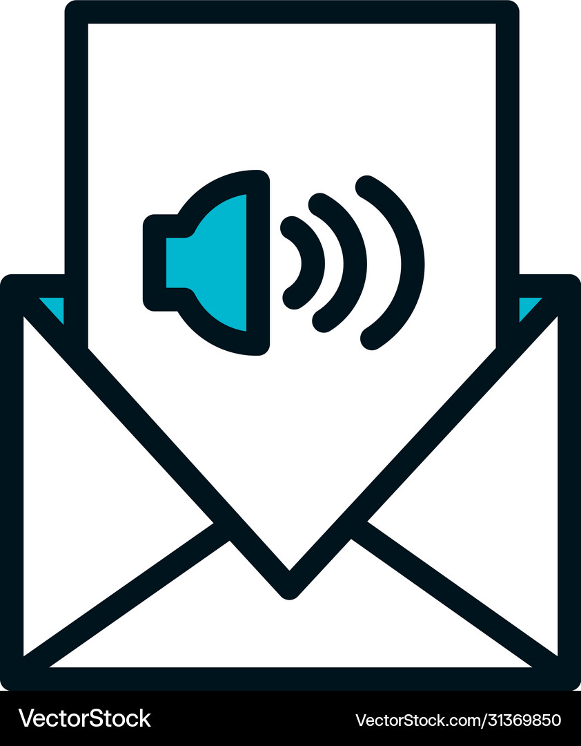 Envelope and letter with speaker icon half color Vector Image