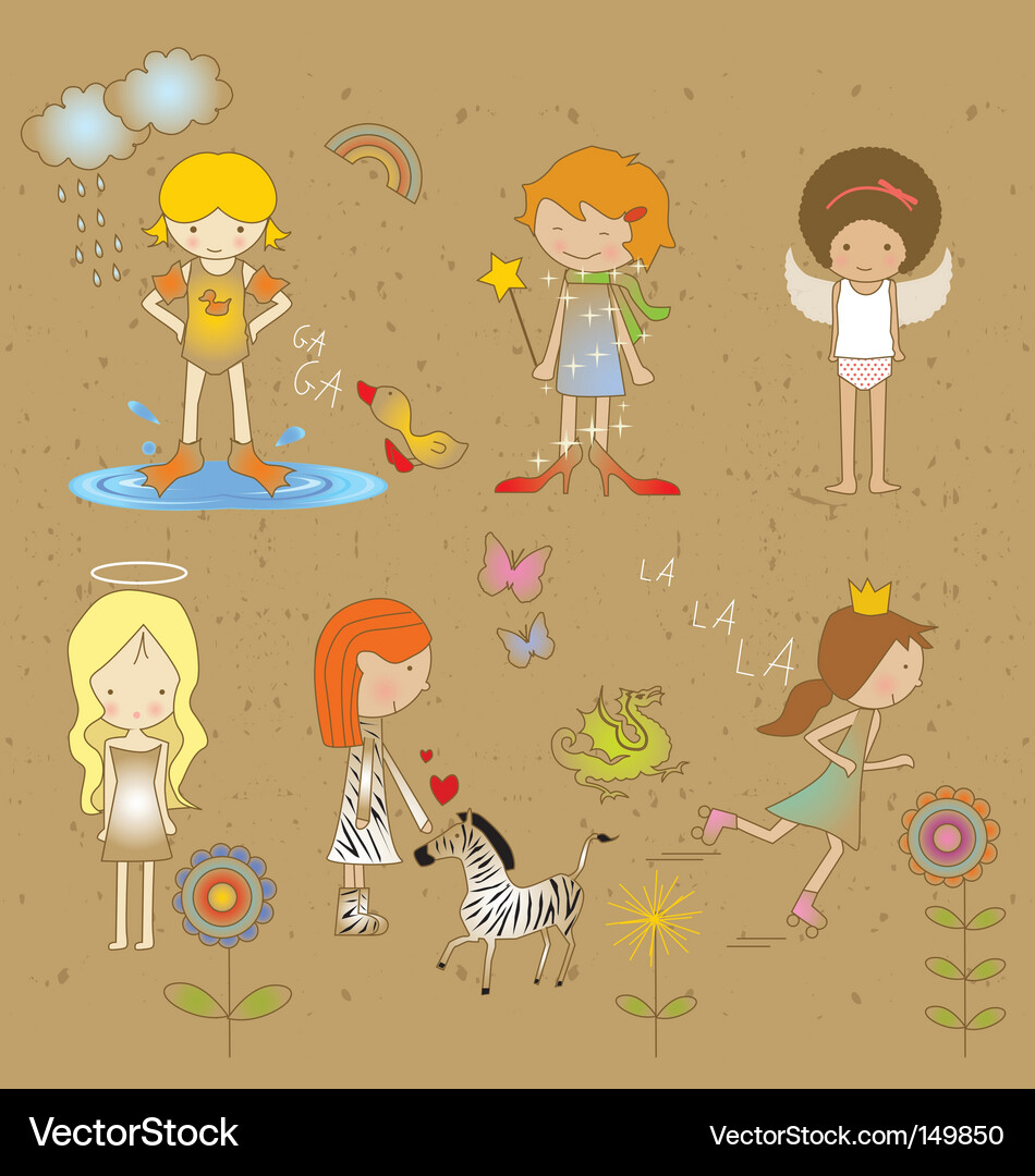 Girls doodles Royalty Free Vector Image - VectorStock