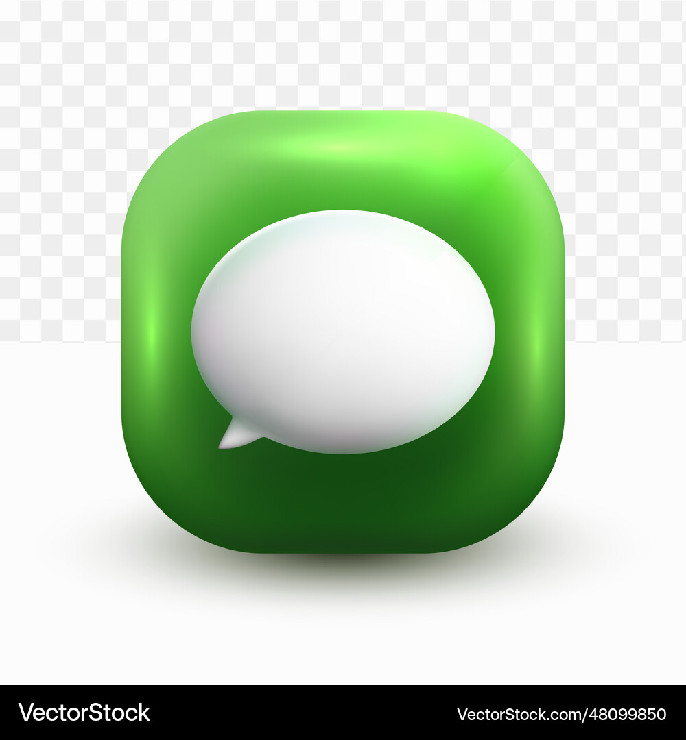 Green social chat icon 3d bubbles on white Vector Image