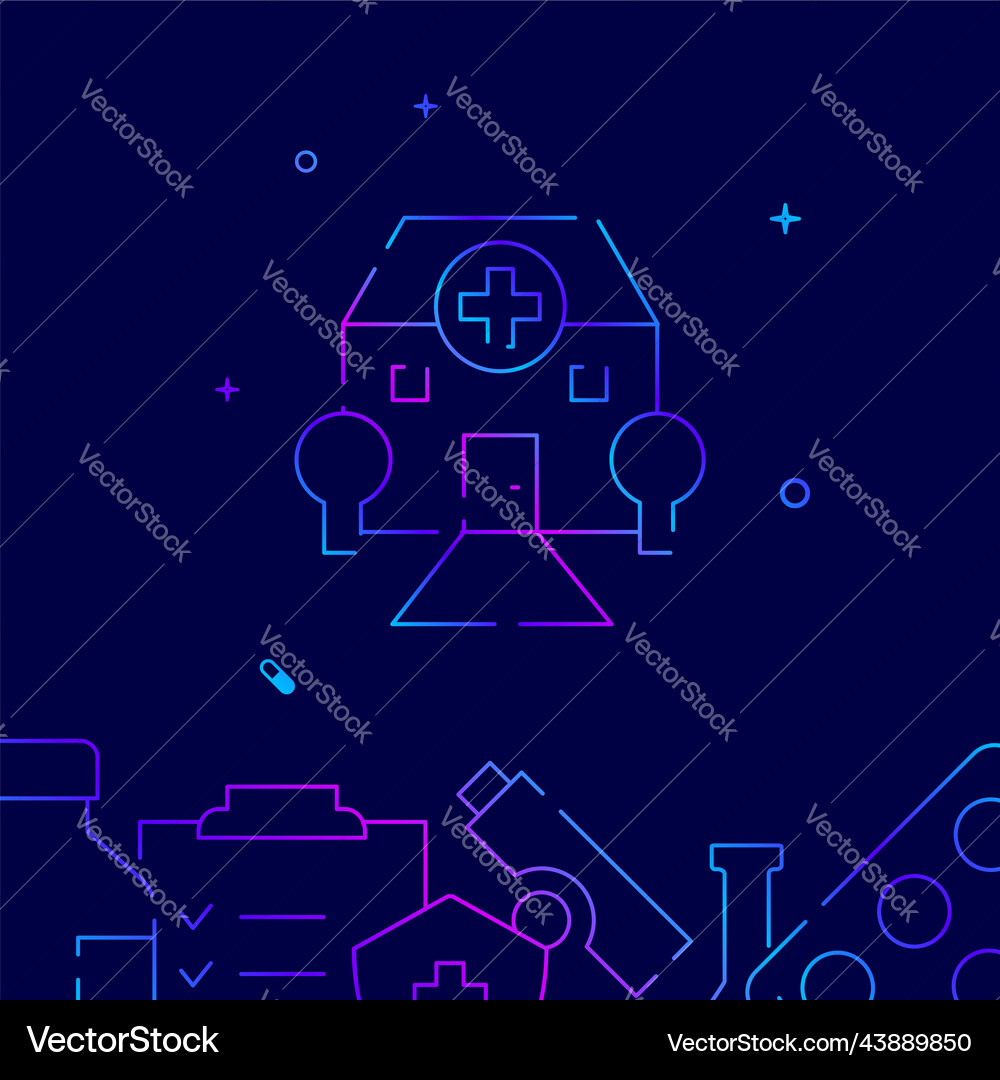 Hospital clinic gradient line icon Royalty Free Vector Image