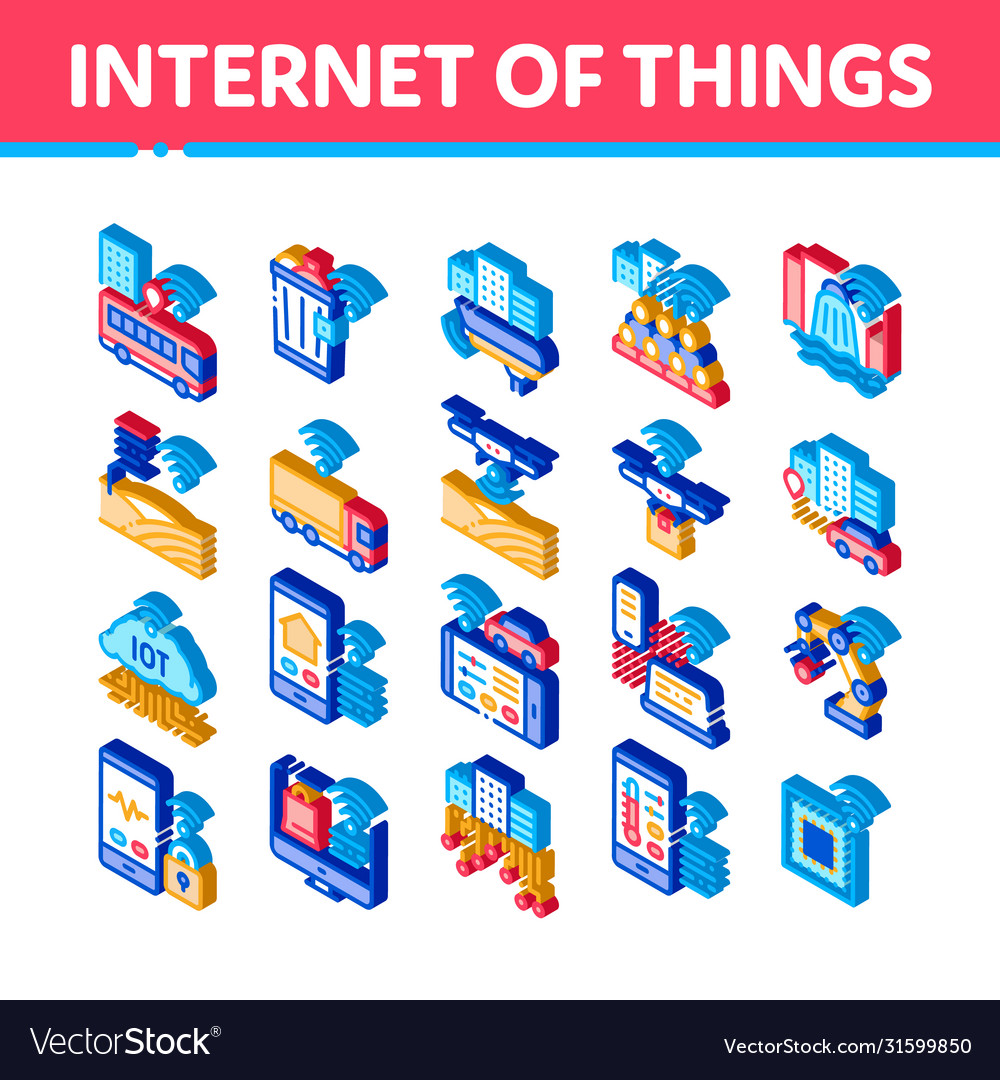 Internet of things isometric icons set Royalty Free Vector
