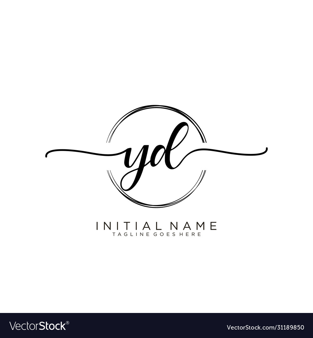 Yd initial handwriting logo with circle template Vector Image