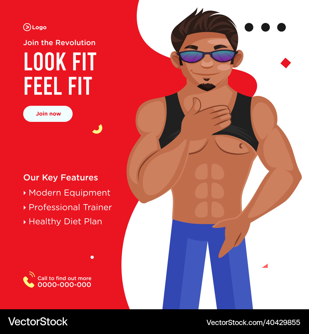 Banner design of bodybuilder Royalty Free Vector Image