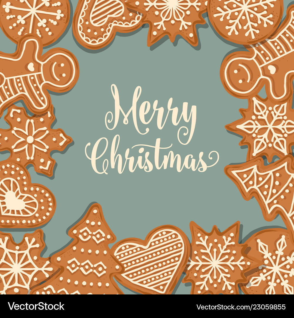 Beautiful christmas card with gingerbread Vector Image