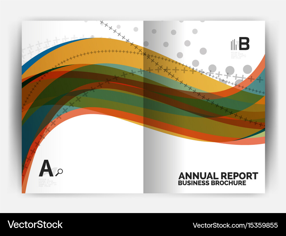 Business report cover template wave Royalty Free Vector