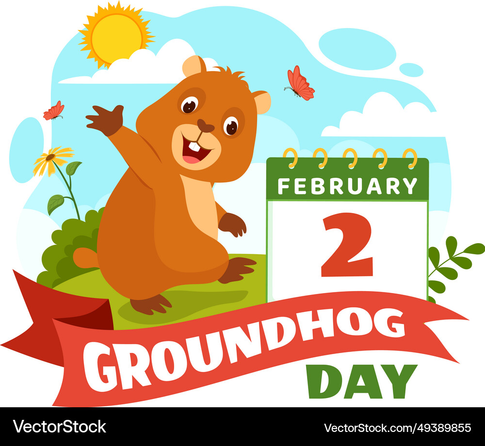 Happy groundhog day on february Royalty Free Vector Image