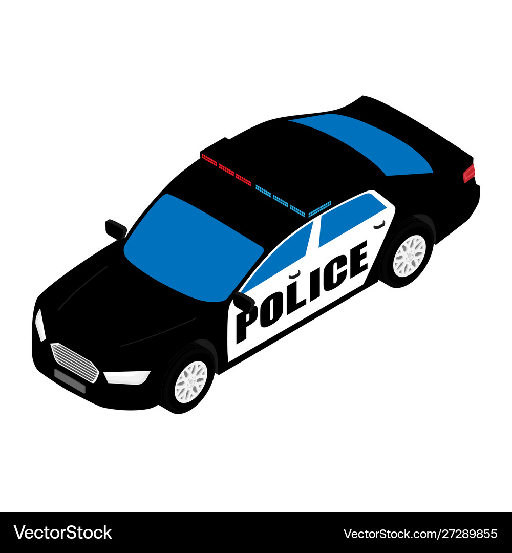 Police car isometric view isolated on white Vector Image
