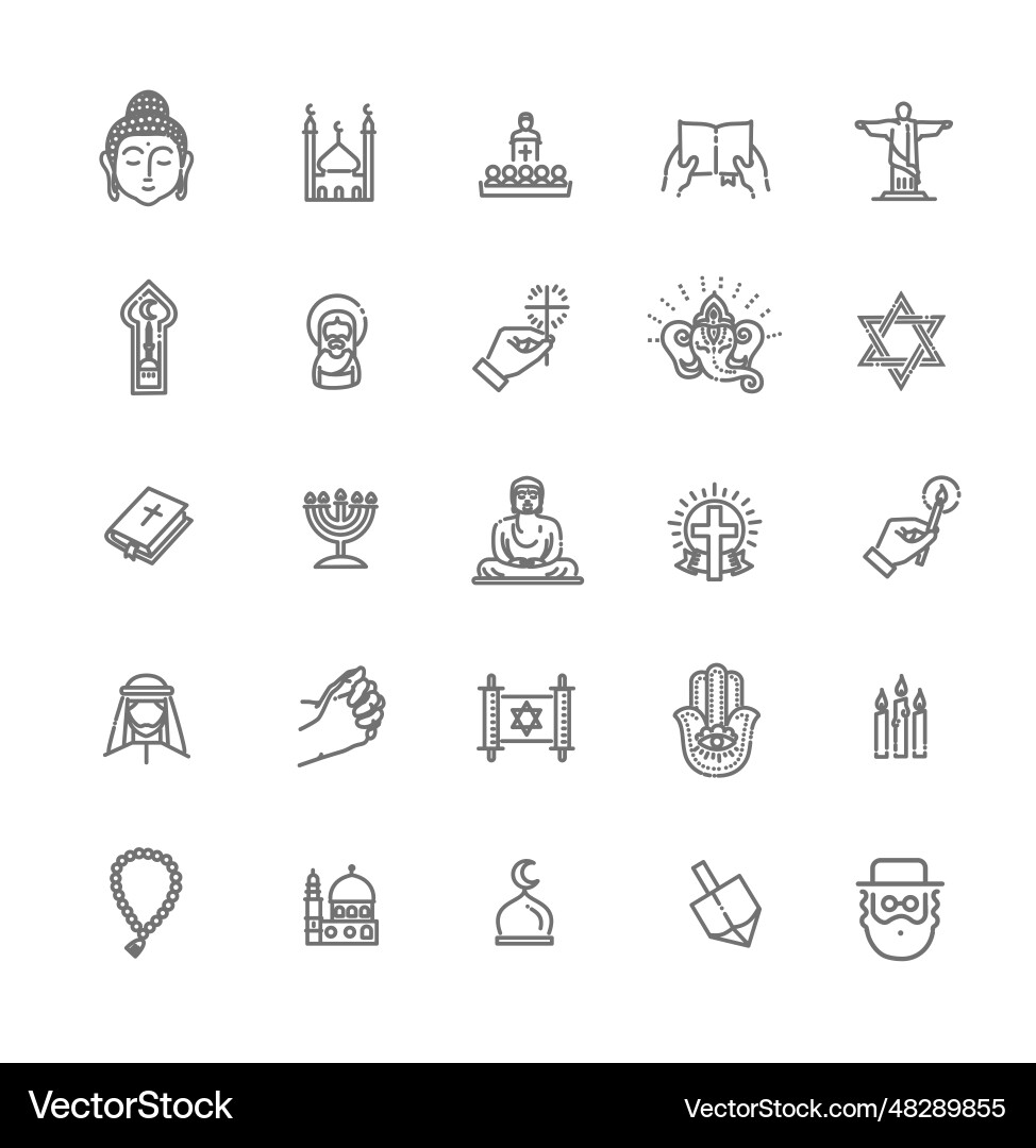 Religion related icons thin icon set Royalty Free Vector