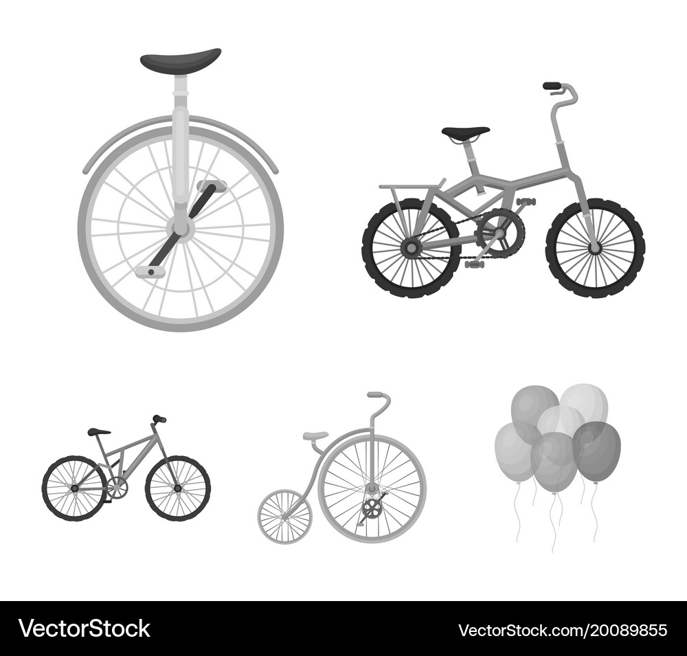 Retro unicycle and other kindsdifferent bicycles Vector Image