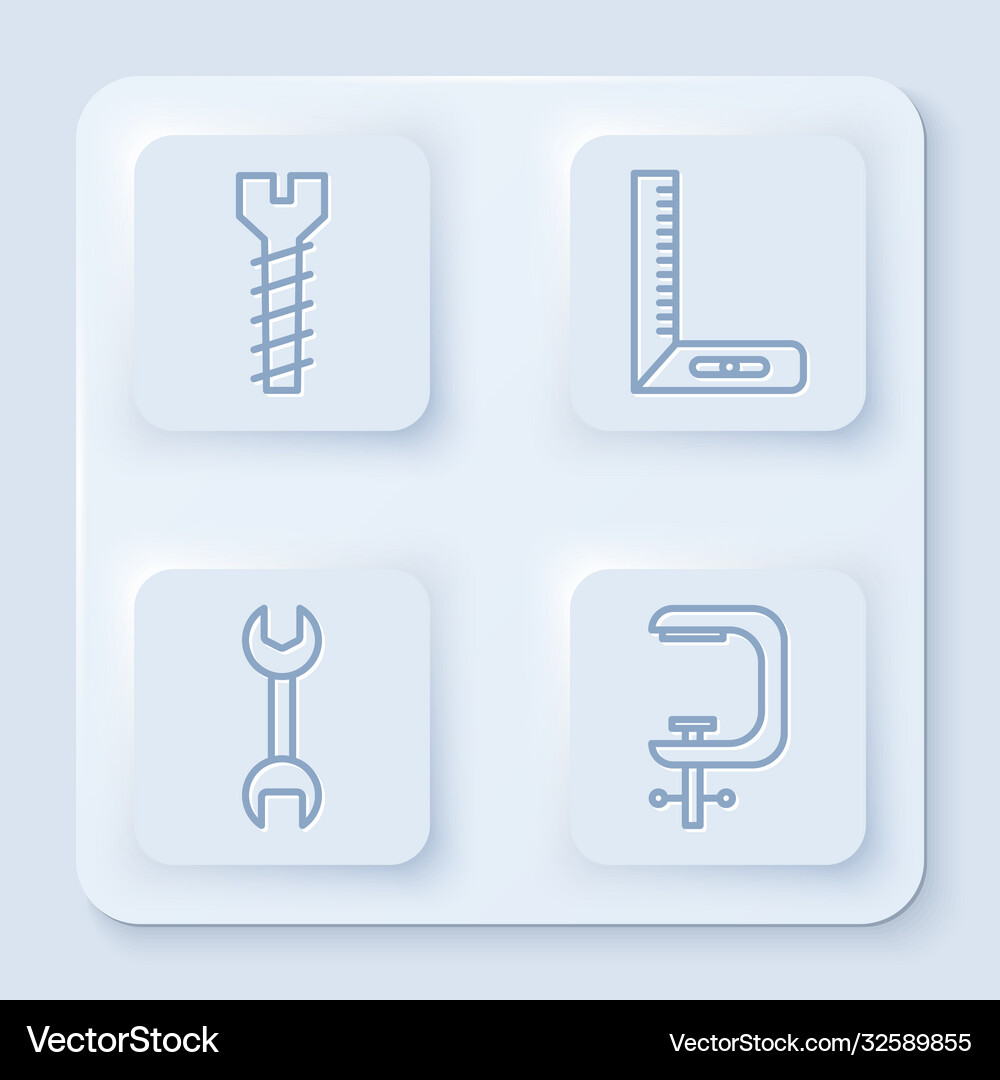 Set line metallic screw corner ruler wrench Vector Image
