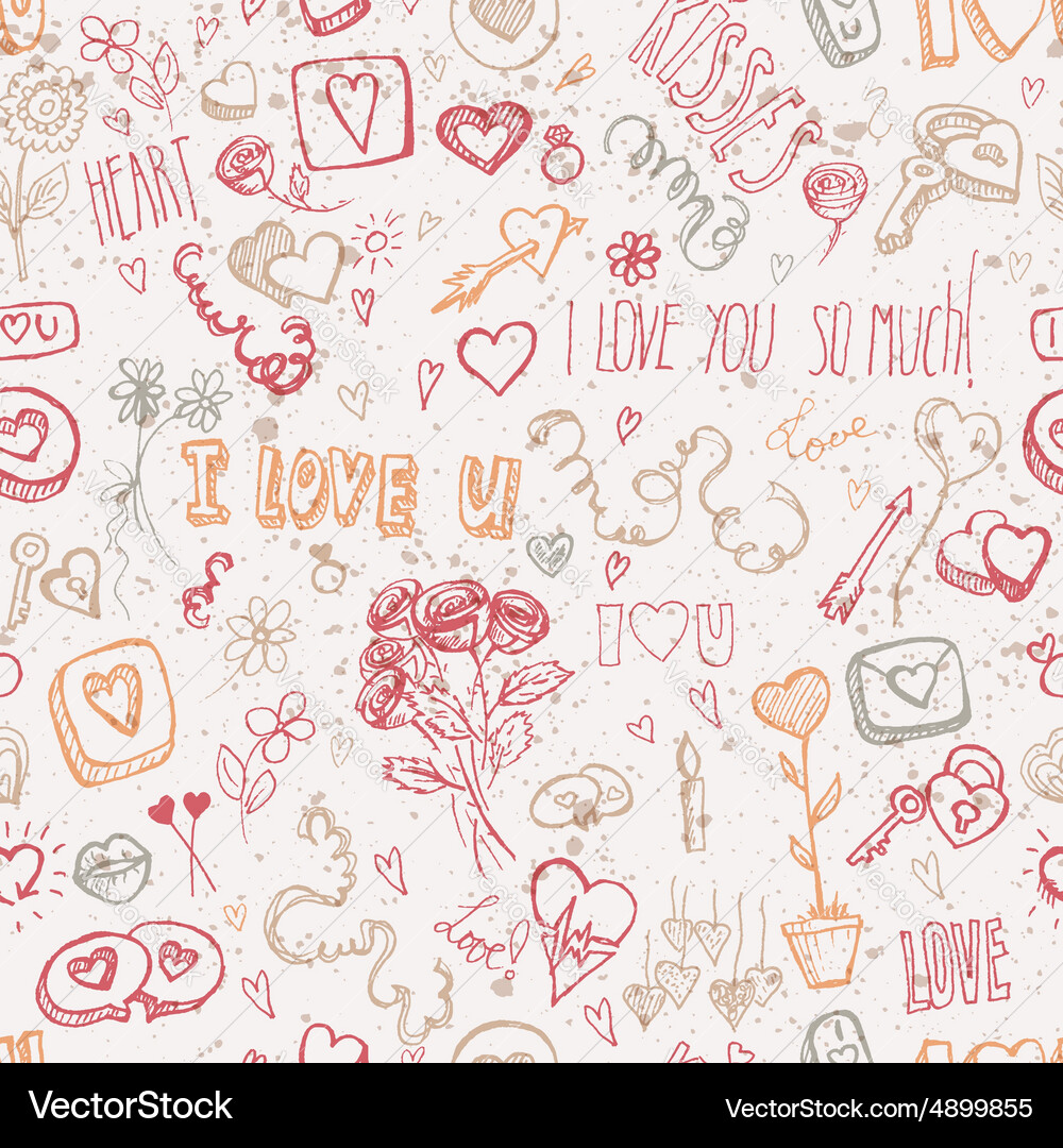 Vintage Doodles für Valentinstag Lizenzfreies Vektorbild