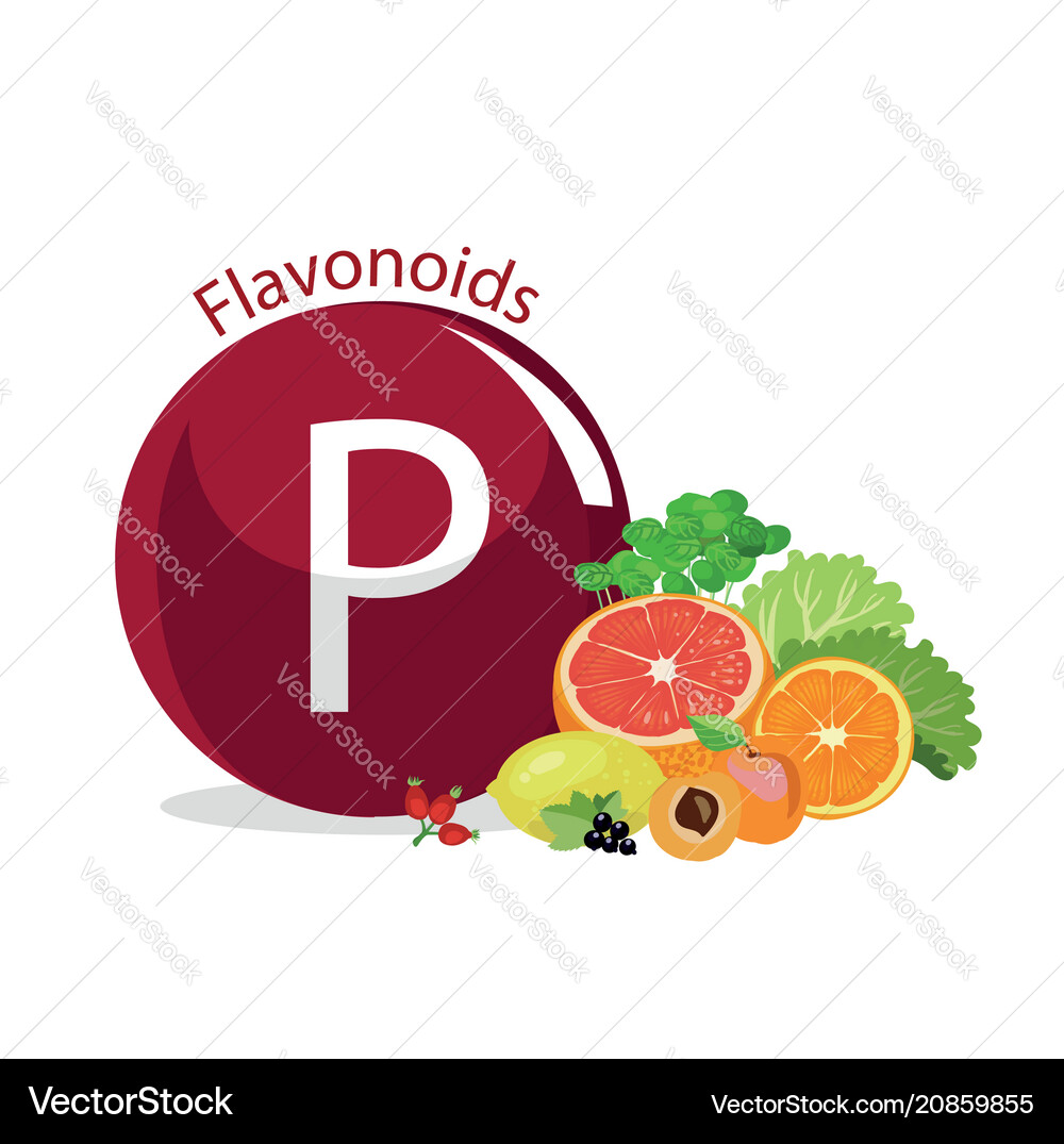 Vitamin P Fruits & Flavonoids Royalty Free Vector Image