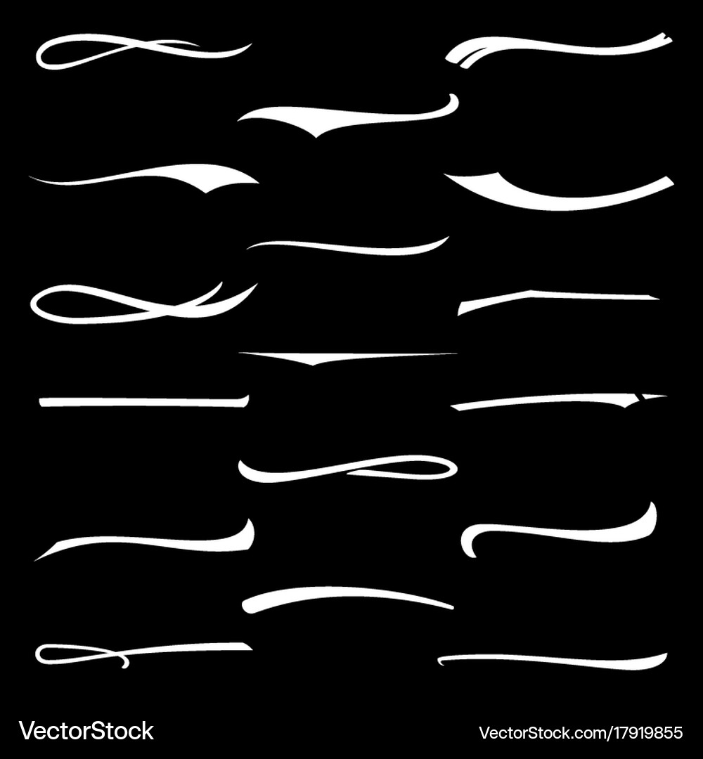 White underlines lettering lines set isolated on Vector Image