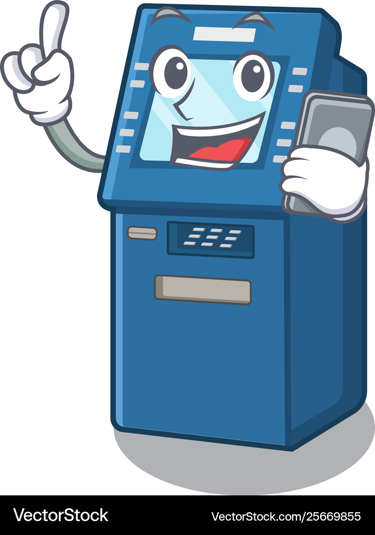 With phone atm machine isolated mascot Royalty Free Vector