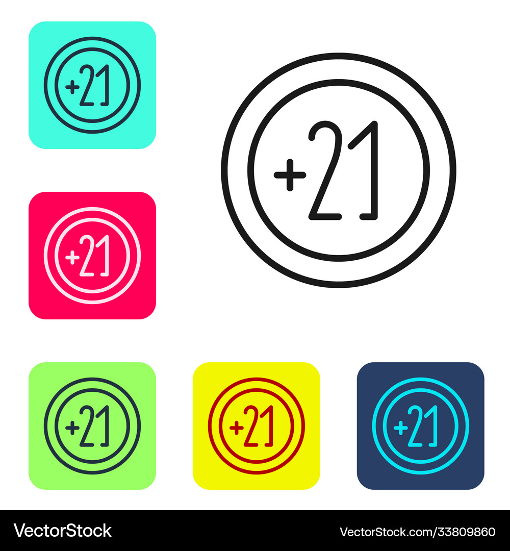 Black line alcohol 21 plus icon isolated on white Vector Image
