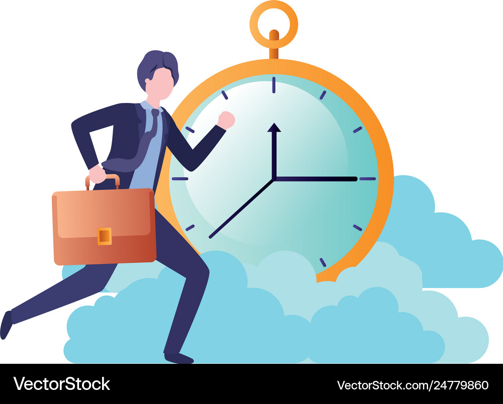 Businessman with clock avatar character Royalty Free Vector