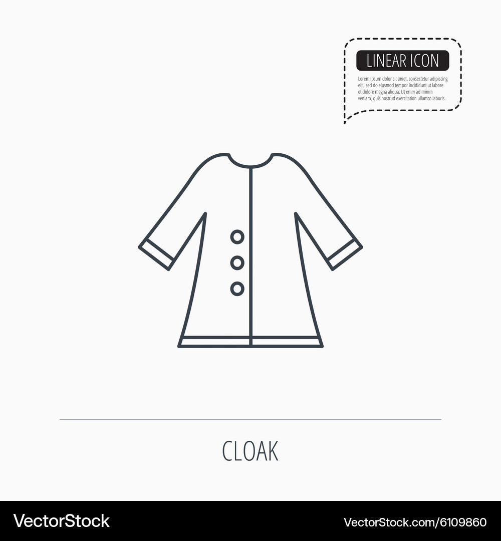 Cloak icon protection jacket outerwear sign Vector Image