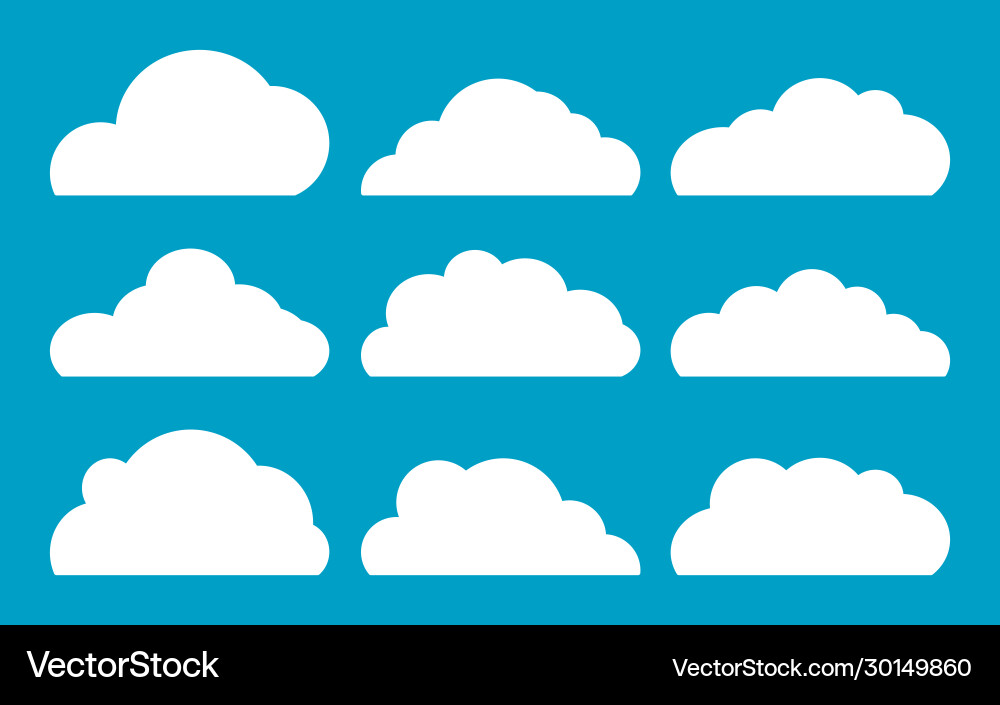 Doodle set cloud icons in trendy flat design Vector Image