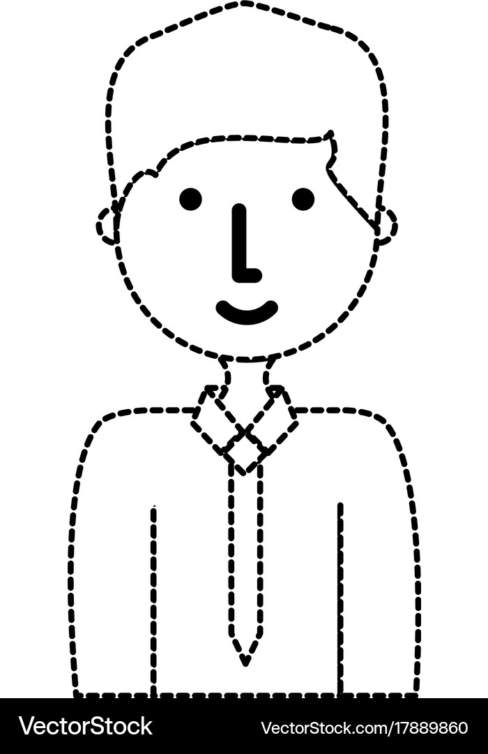 Flat line uncolored man sticker over white Vector Image