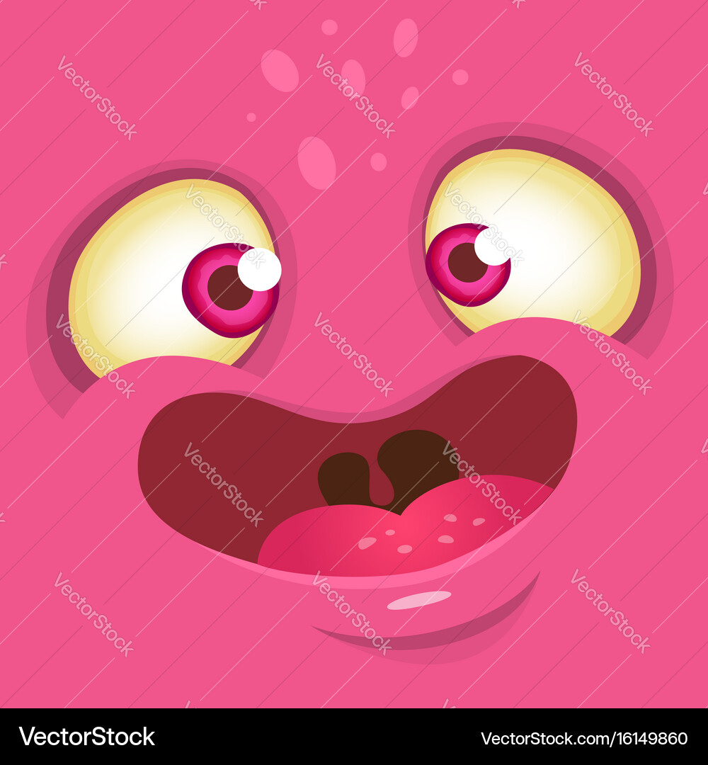Funny cartoon monster face Royalty Free Vector Image