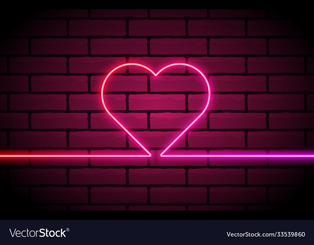 Heart shape neon light one line bright Royalty Free Vector