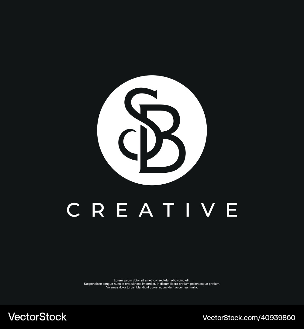 Letter sb logo design template with black white Vector Image
