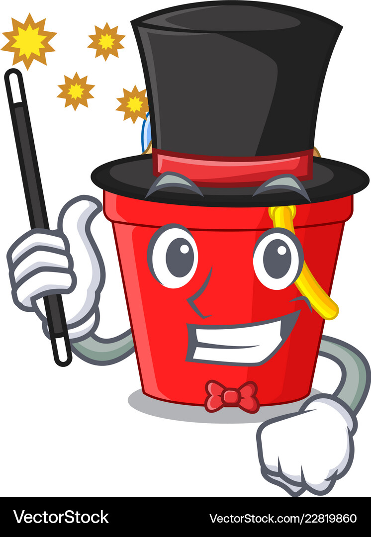 Magician beach bucket in string shape mascot Vector Image