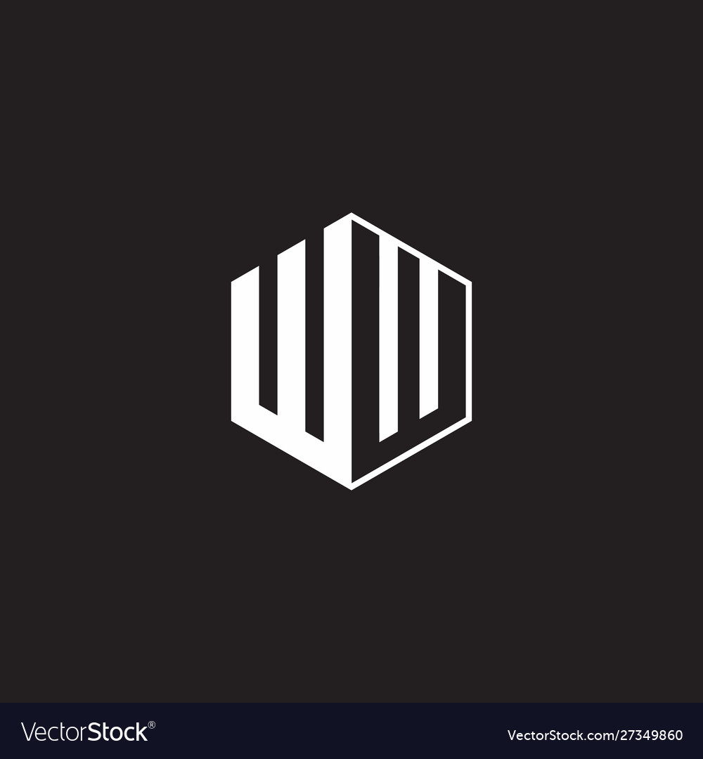 Ww logo monogram hexagon with black background Vector Image